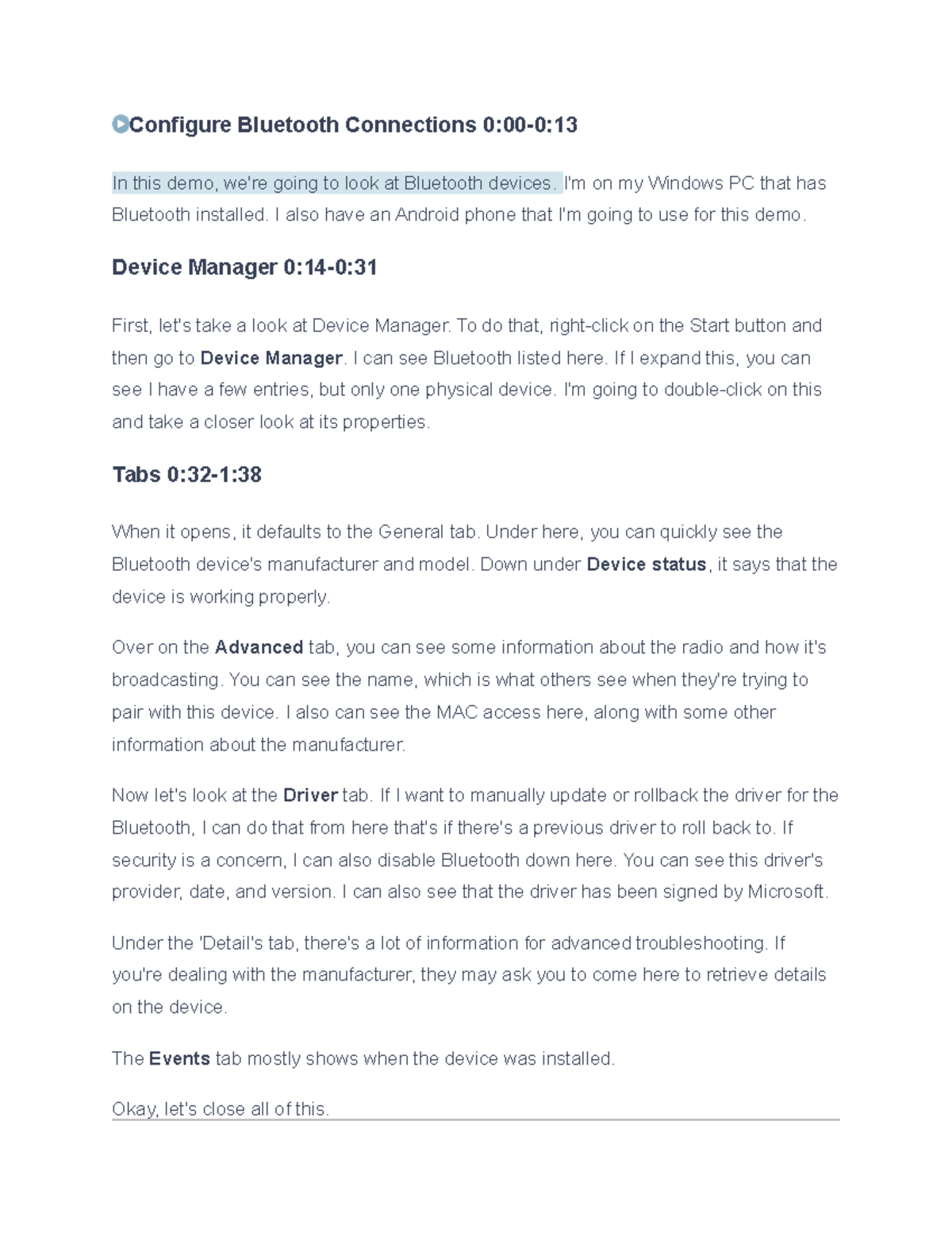 Configure Bluetooth Connections - Studocu