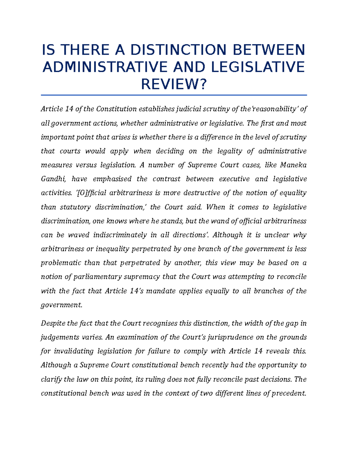 IS There A Distinction Between Administrative AND Legislative Review ...