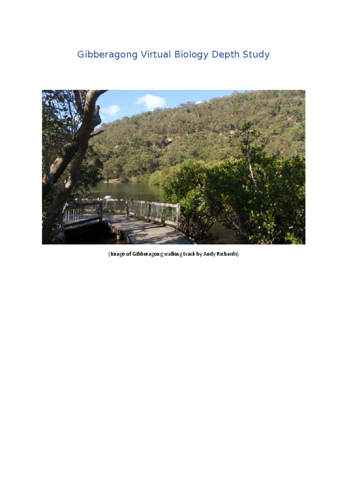 Biology depth Study - Gibberagong Virtual Biology Depth Study (Image of ...