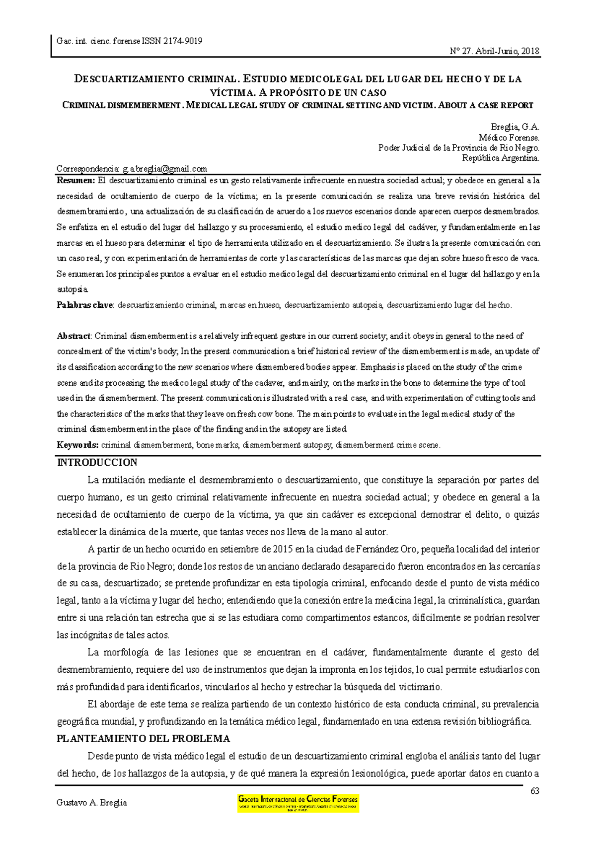 Desmembramiento estdio de caso - Nº 27. Abril-Junio, 2018 63 ...