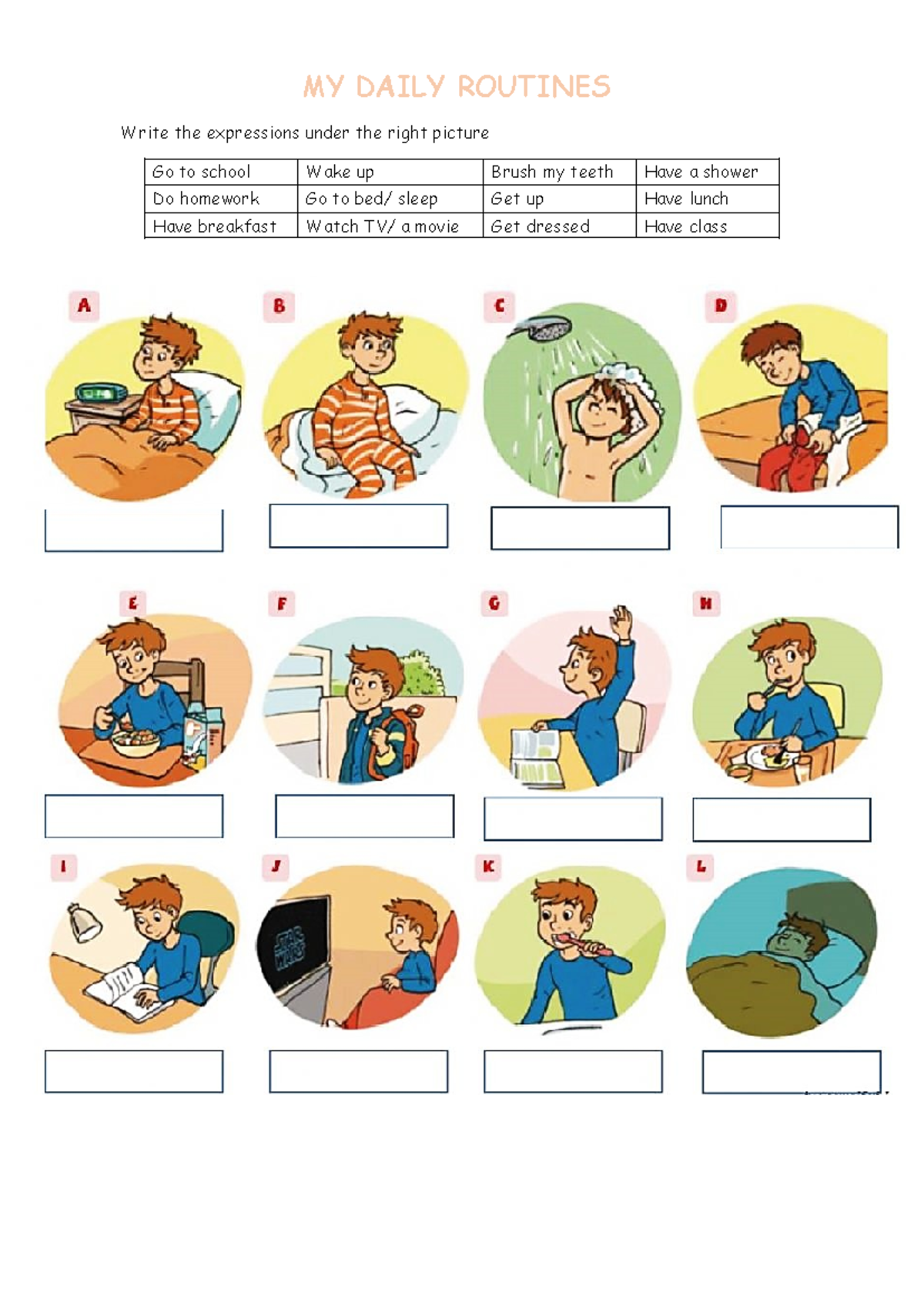 MY Daily Routines work sheet - Idioma Extranjero - MY DAILY ROUTINES ...