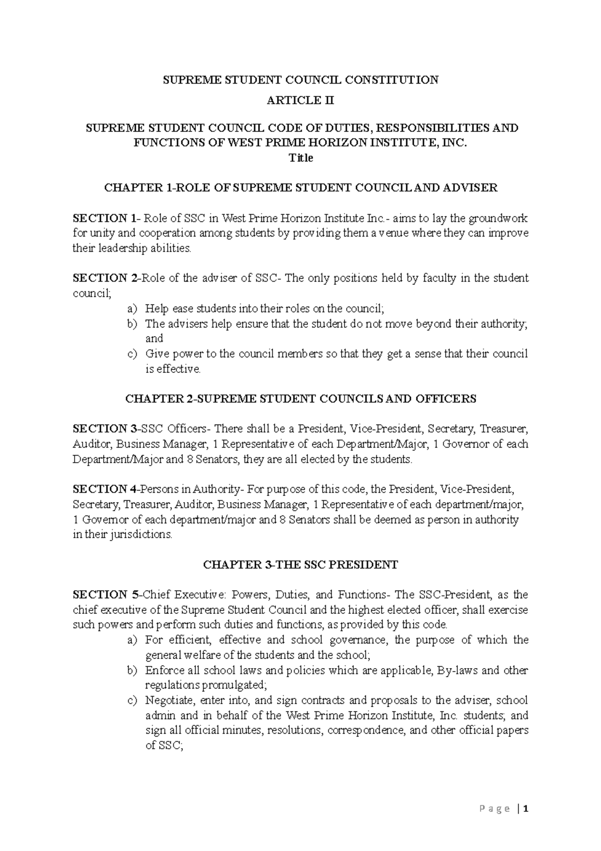 SSC Duties Responsibilities Functions - SUPREME STUDENT COUNCIL ...