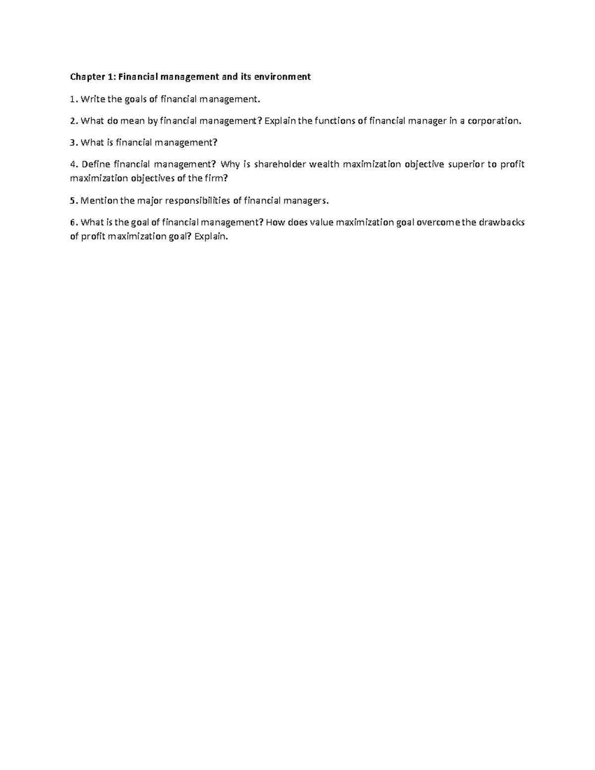 Old questions collection Chapter 1 Financial Management And Its old-questions-collection-chapter-1-financial-management-and-its