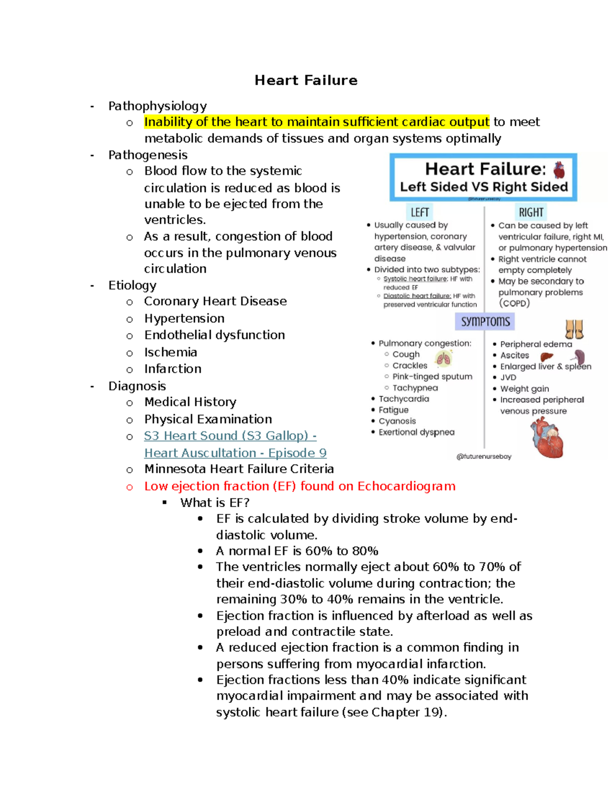 P2 U5 Heart Failure - Heart Failure - Pathophysiology o Inability of ...