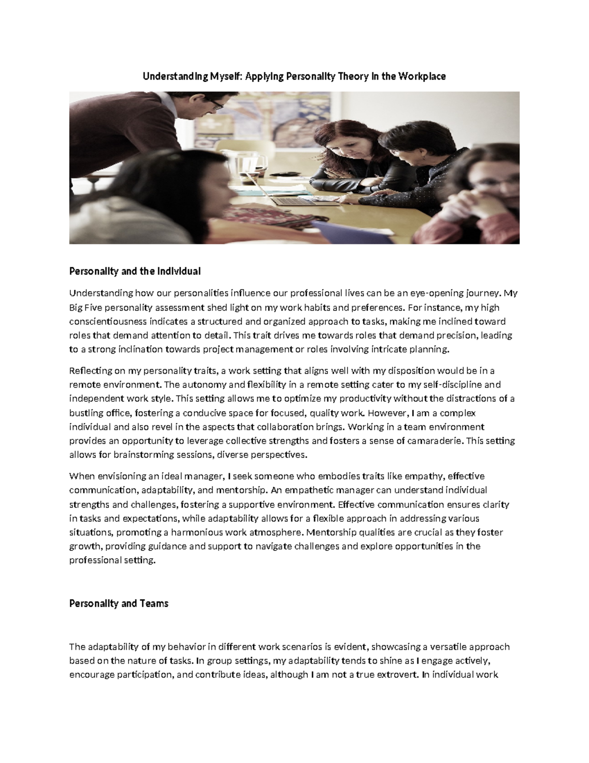 Psy 328 Project Two - Blog: Applying Personality Theory in the ...