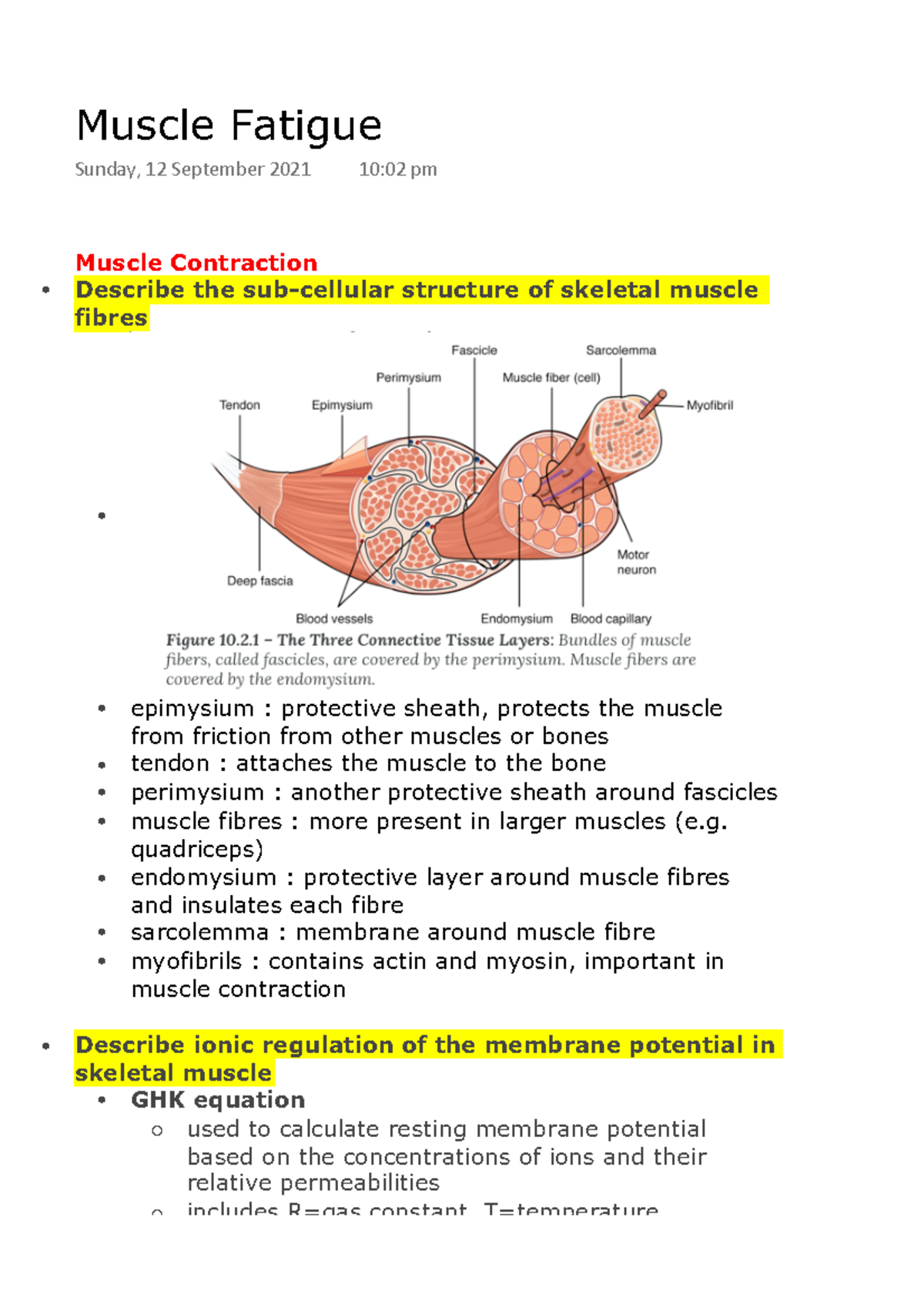 Muscle Fatigue - BIOM2012 - UQ - Studocu