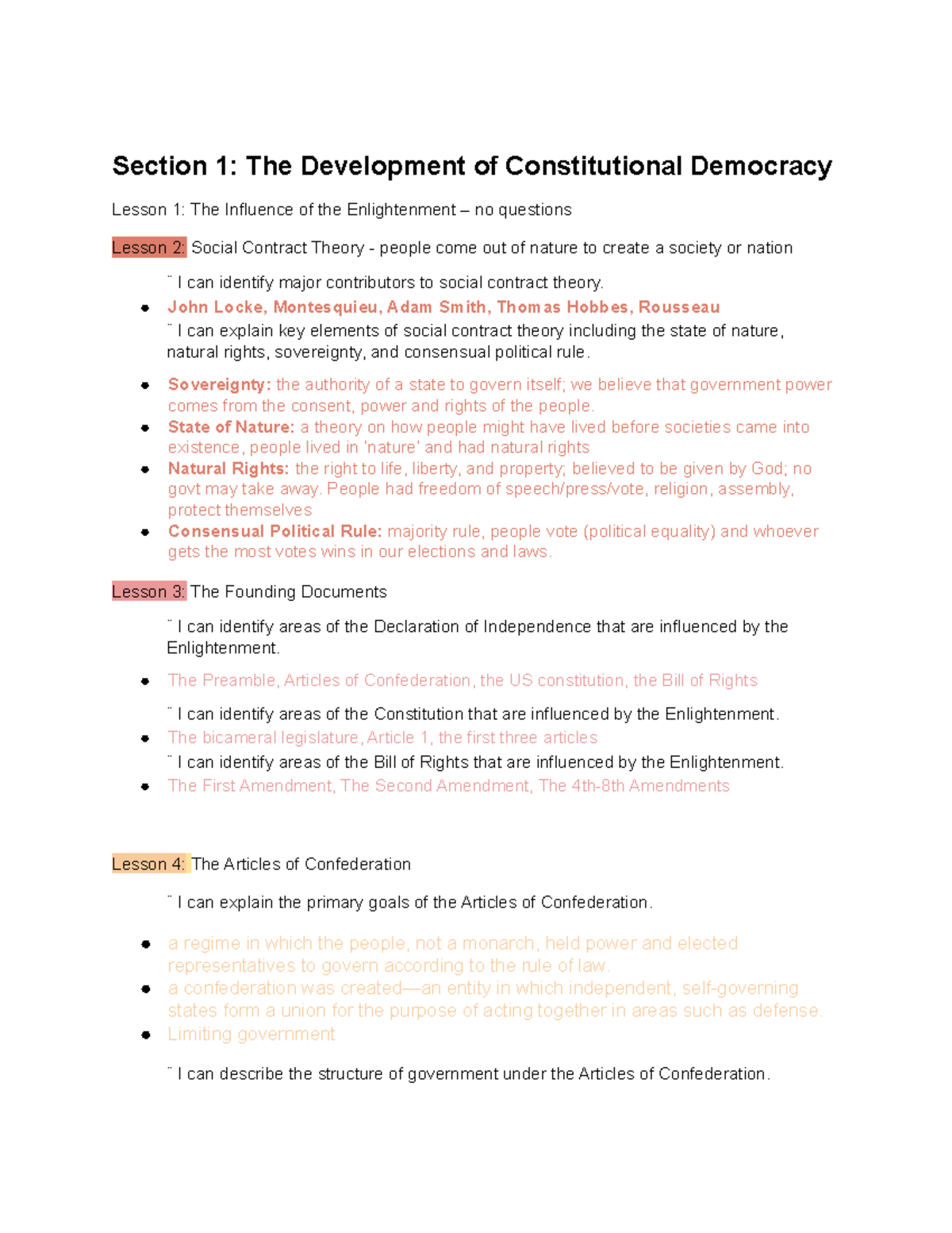Politics Study Guide Section 1 The Development Of Constitutional