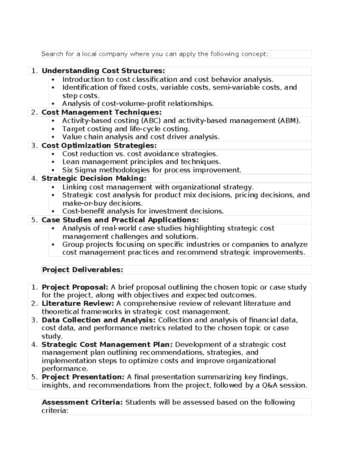 Sem project guidelines and rubrics - Search for a local company where ...