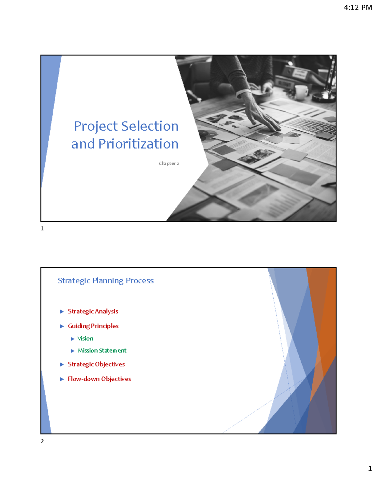 Chapter 2 - notes - 4:12 PM 1 and Prioritization Project Selection ...