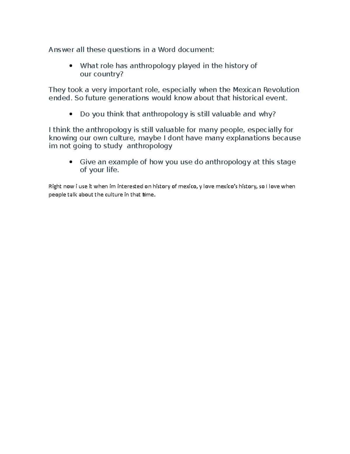 Reading test 1 Anthropology - Answer all these questions in a Word ...