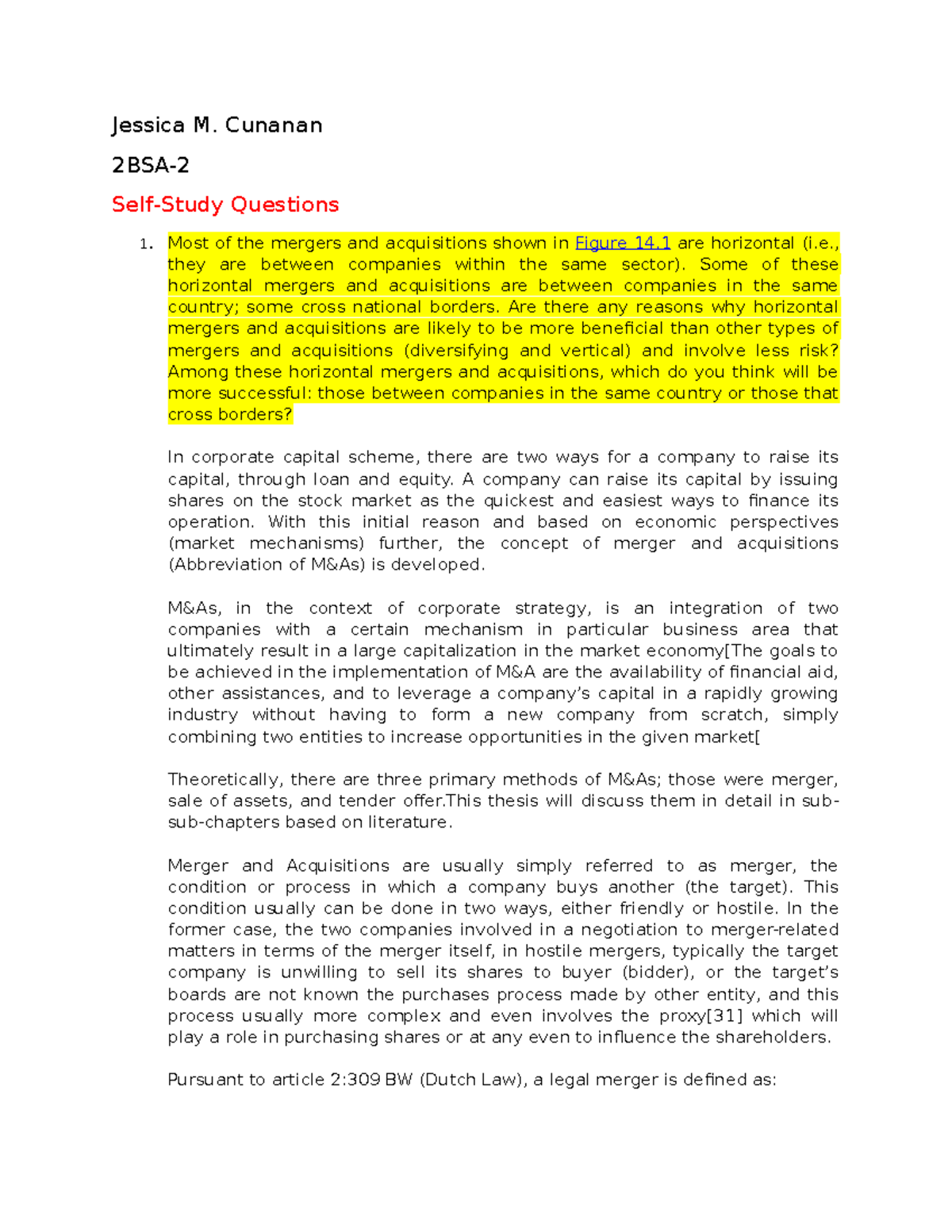 Assignment #12- Cunanan (2BSA-2) - Jessica M. Cunanan 2BSA- Self‐Study ...