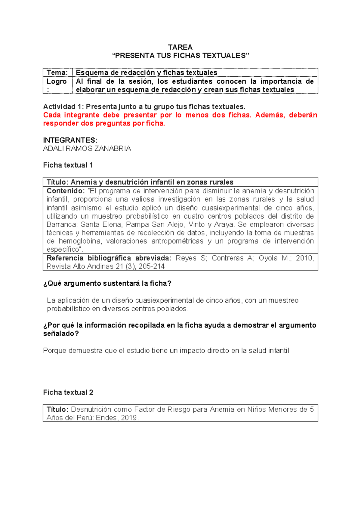 Semana 10-TEMA02- Tarea Presenta TUS Fichas Textuales - TAREA “PRESENTA ...