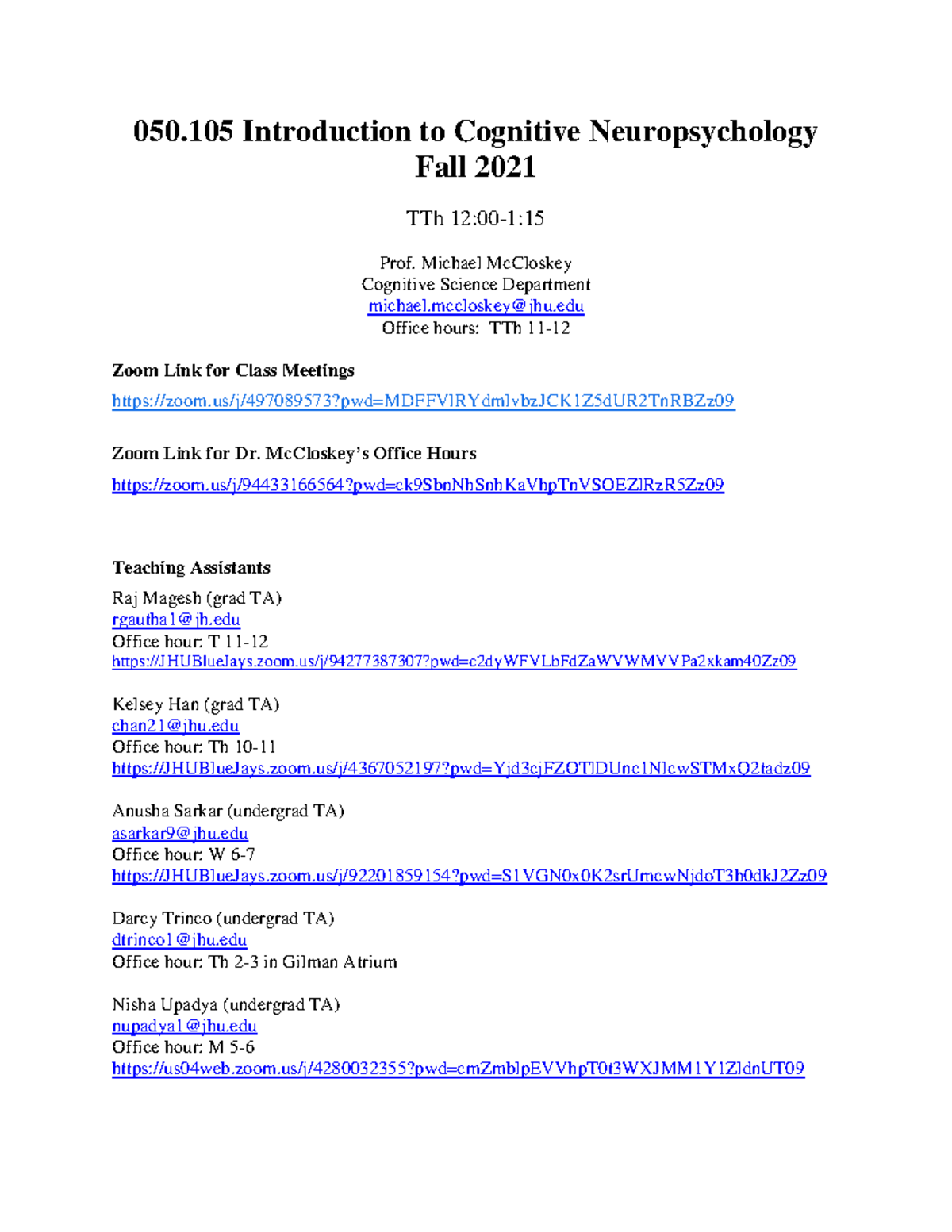 Syllabus for Fall 2021 Introduction to Cognitive Neuropsychology - 050 ...