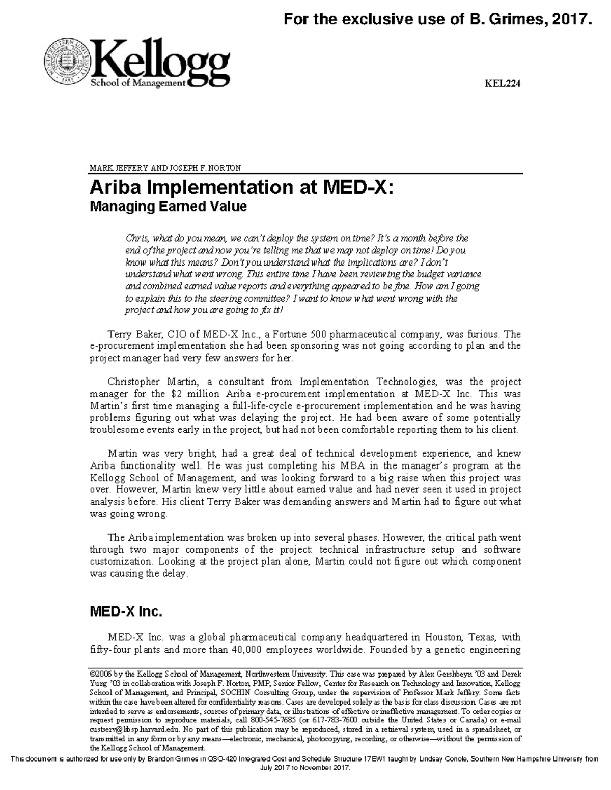 Kellogg ariba - test - KEL MARK JEFFERY AND JOSEPH F. NORTON Ariba ...