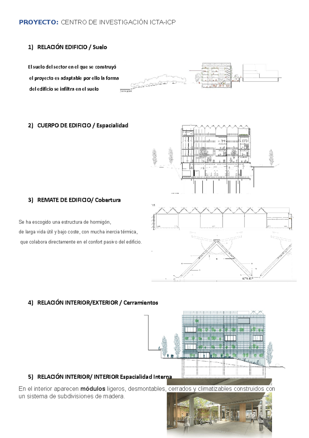 Proyecto investigacion 1 - PROYECTO: CENTRO DE INVESTIGACIÓN ICTA-ICP RELACIÓN EDIFICIO / Suelo ...