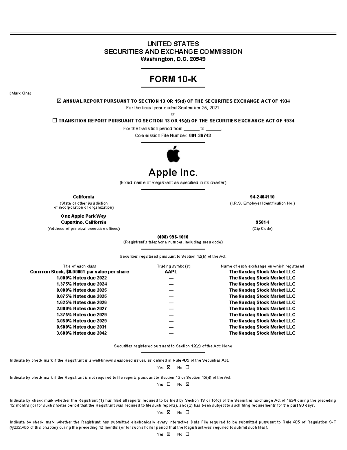 Apple 10K Oct 2021 - accounting - UNITED STATES SECURITIES AND EXCHANGE ...