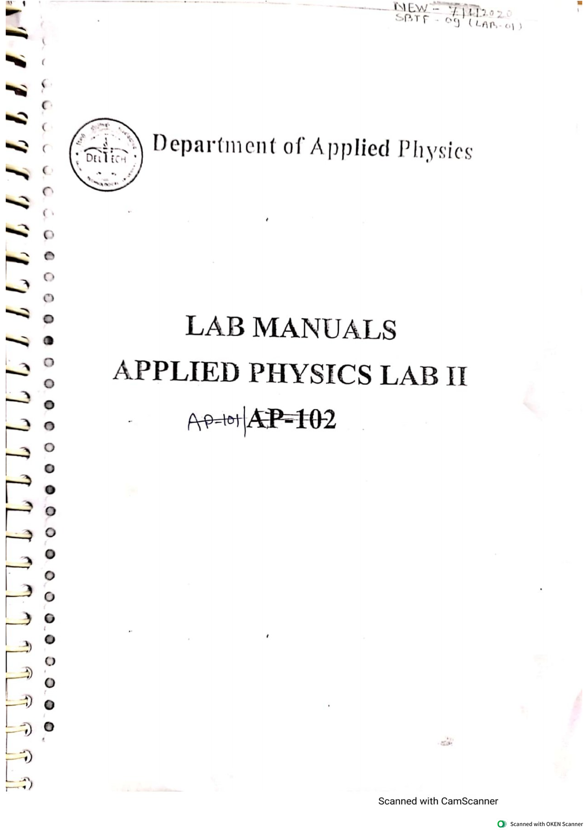 AP Lab Manual - Applied Physics-I - Studocu