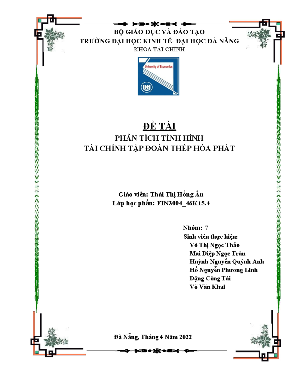 PHAN TICH TINH HINH TAI Chinh TAP DOAN HOA PHAT GIAI DOAN 2016-2020 ...