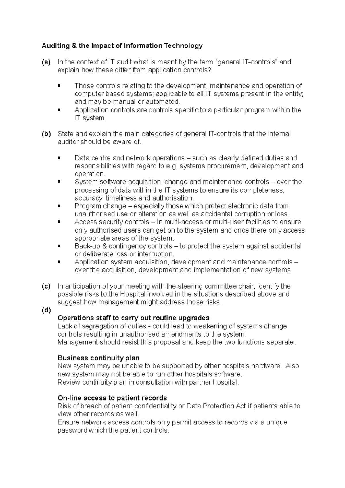 Tutorial 7 - Auditing the impact of information technology - Auditing ...