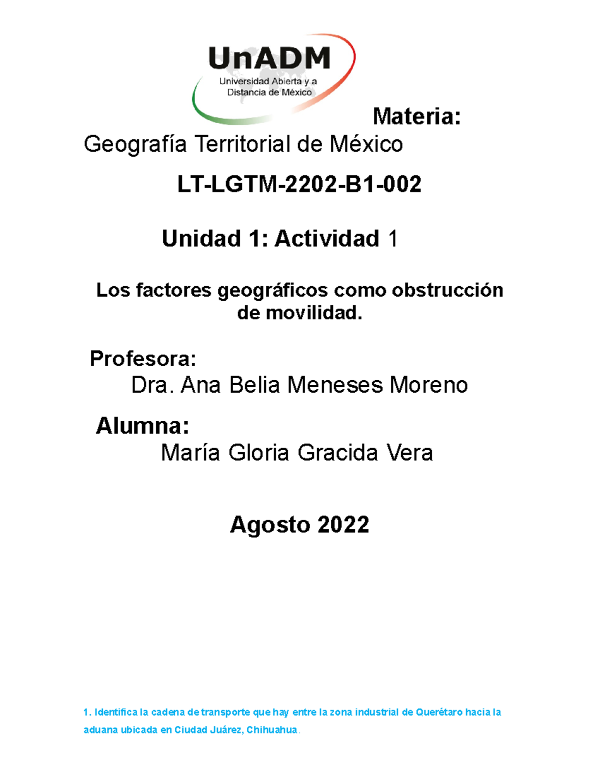 LGTM U1 A1 MGGV - LGTM U1 A1 MGGV - Materia: Geografía Territorial de ...