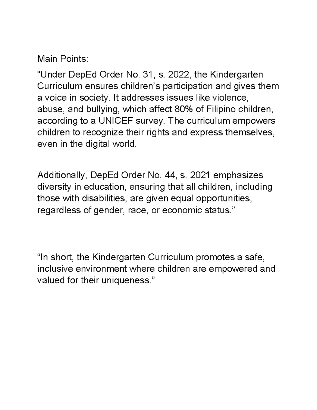 Script - This program focuses on child-centered teaching methods ...