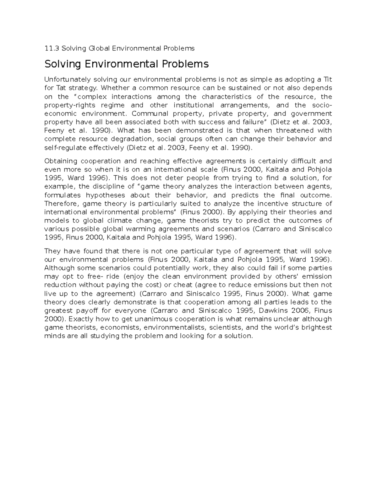 Unit11 - Ecology chapter notes one - 11 Solving Global Environmental ...