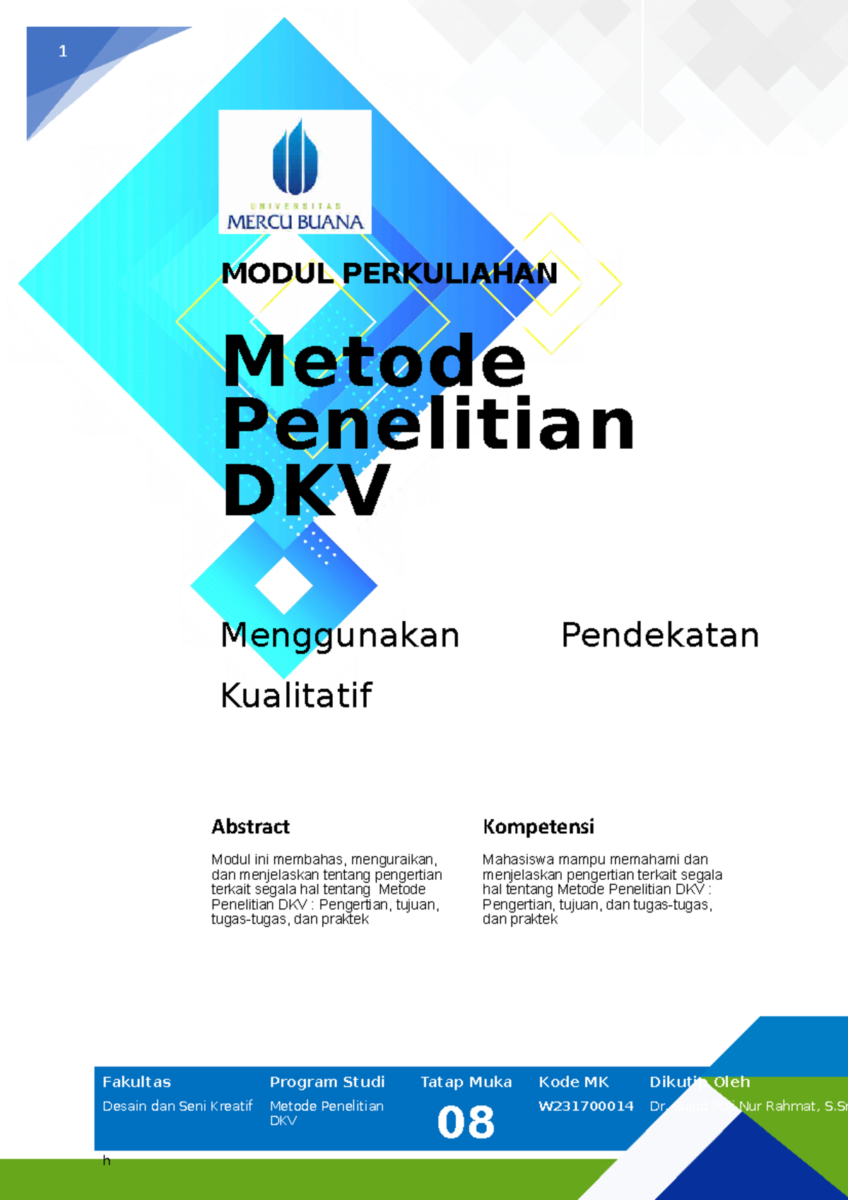 8. Metode Penelitian DKV - 1 MODUL PERKULIAHAN Metode Penelitian DKV ...