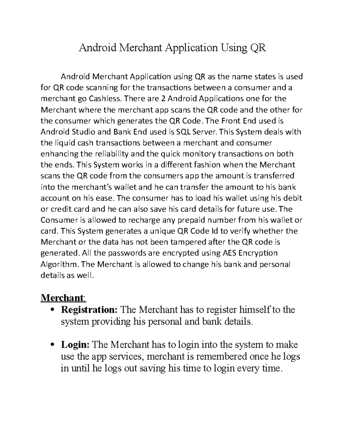 Android Merchant Application Using QR - There are 2 Android ...