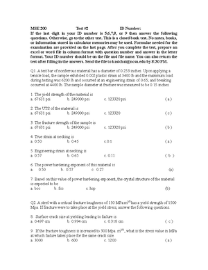 T21sum22-key - Test 2 - MSE 200 Test 2 ID number: This is a closed book ...