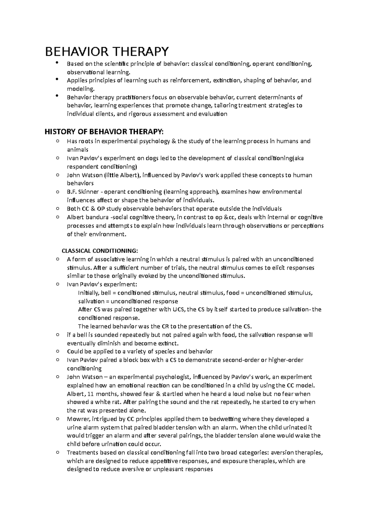 Behavior Therapy - BEHAVIOR THERAPY Based on the scientific principle ...