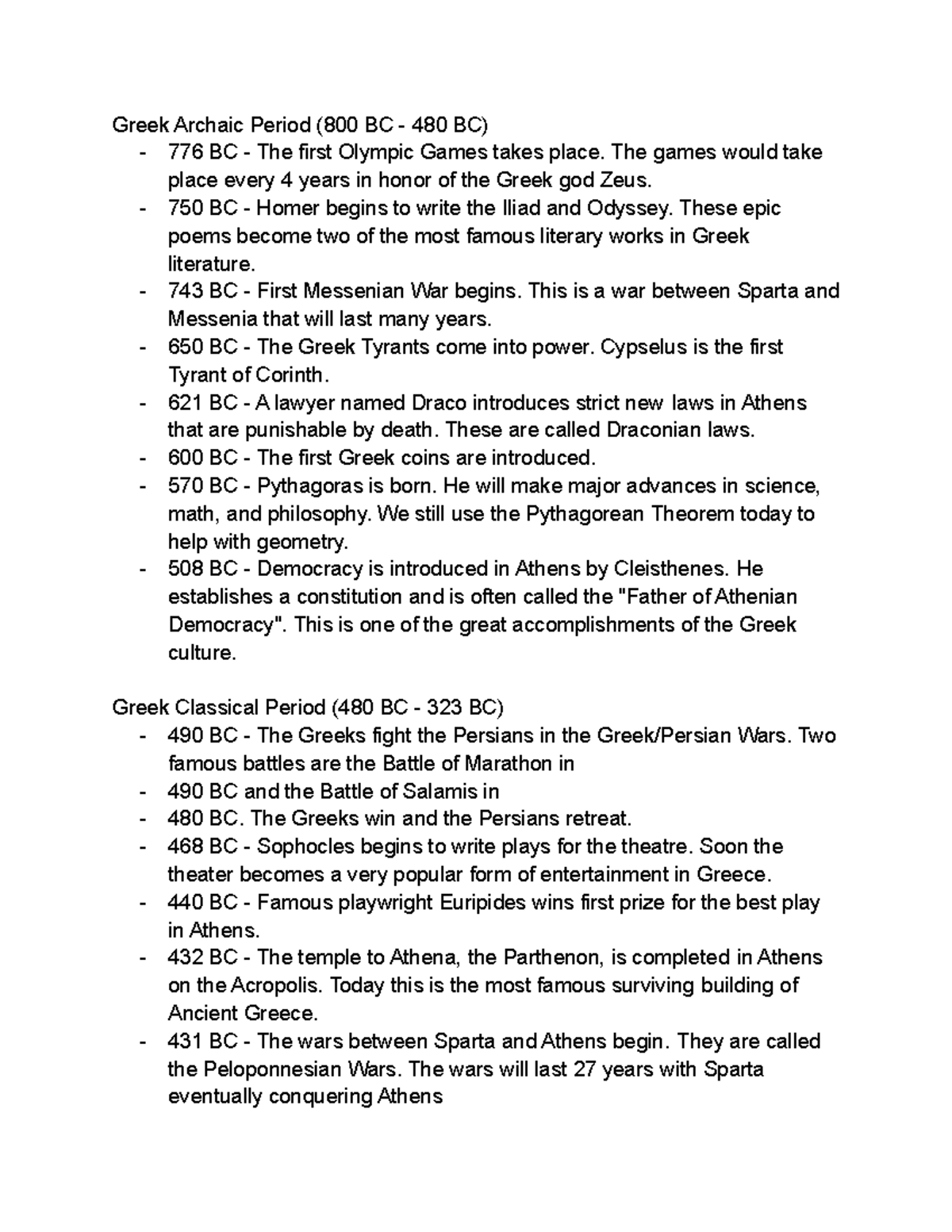 Greek Archaic Period (800 BC - 480 BC) - Greek Archaic Period (800 BC ...