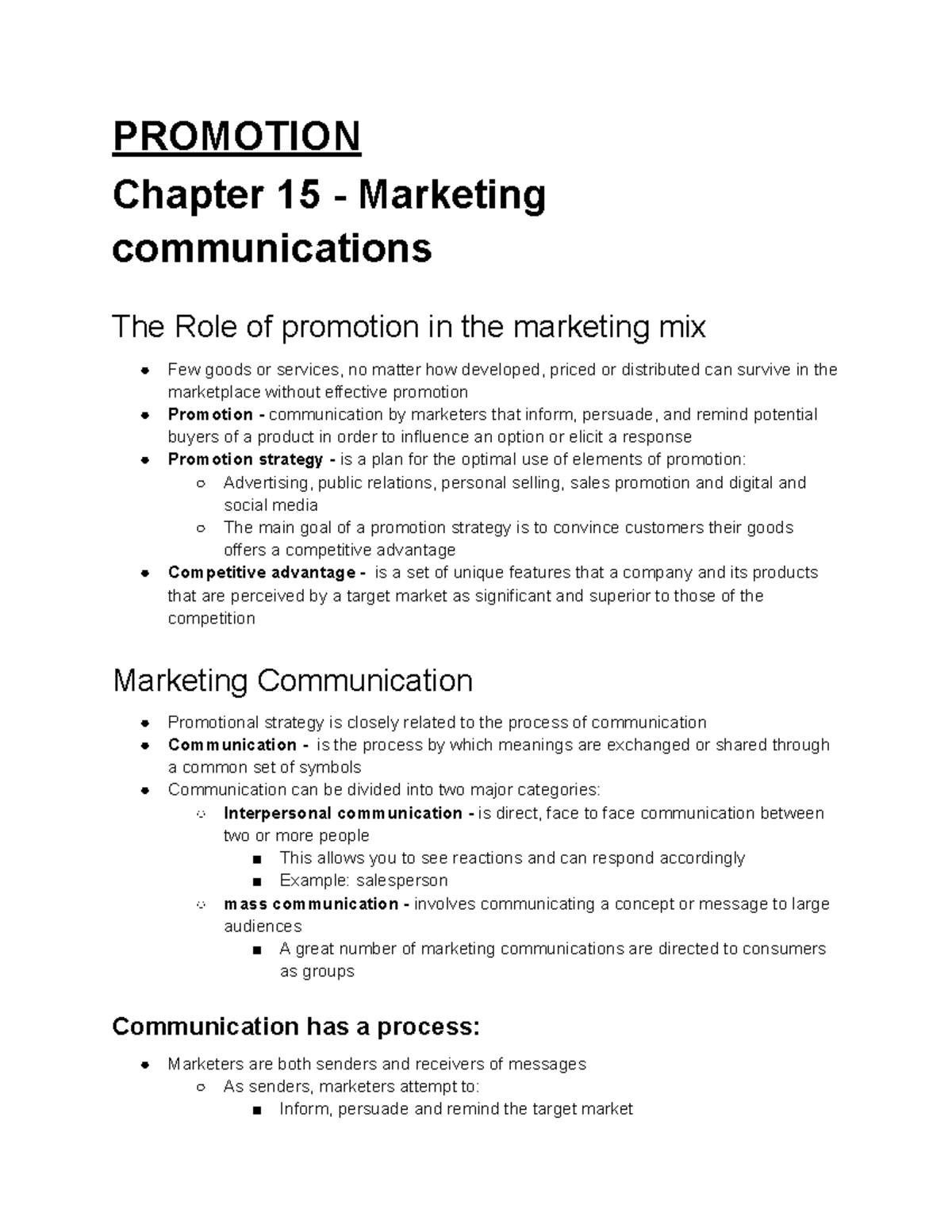 Marketing test 4 chapters 15,16,17 and 19 - PROMOTION Chapter 15 ...