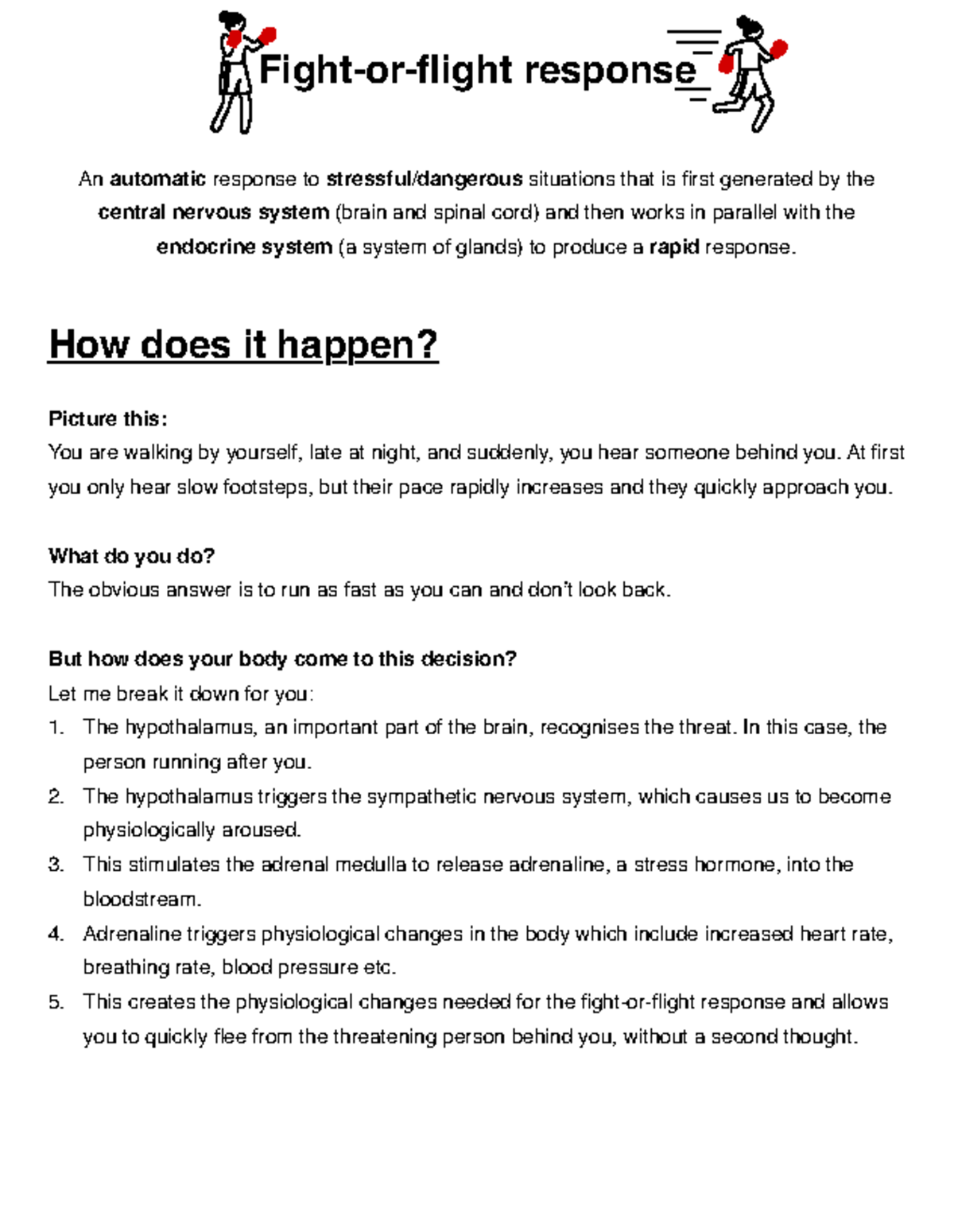 Psychology - Fight-or-flight response An automatic response to ...
