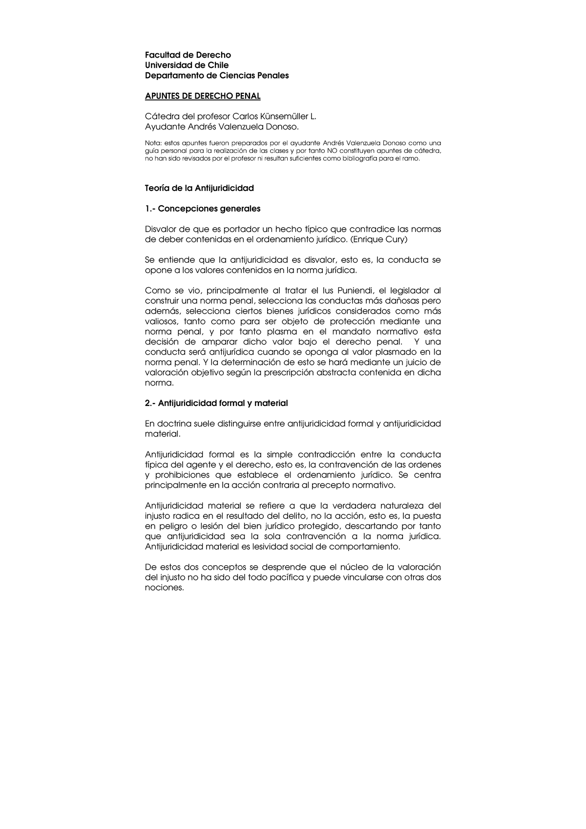Antijuricidad - dereco - Facultad de Derecho Universidad de Chile ...