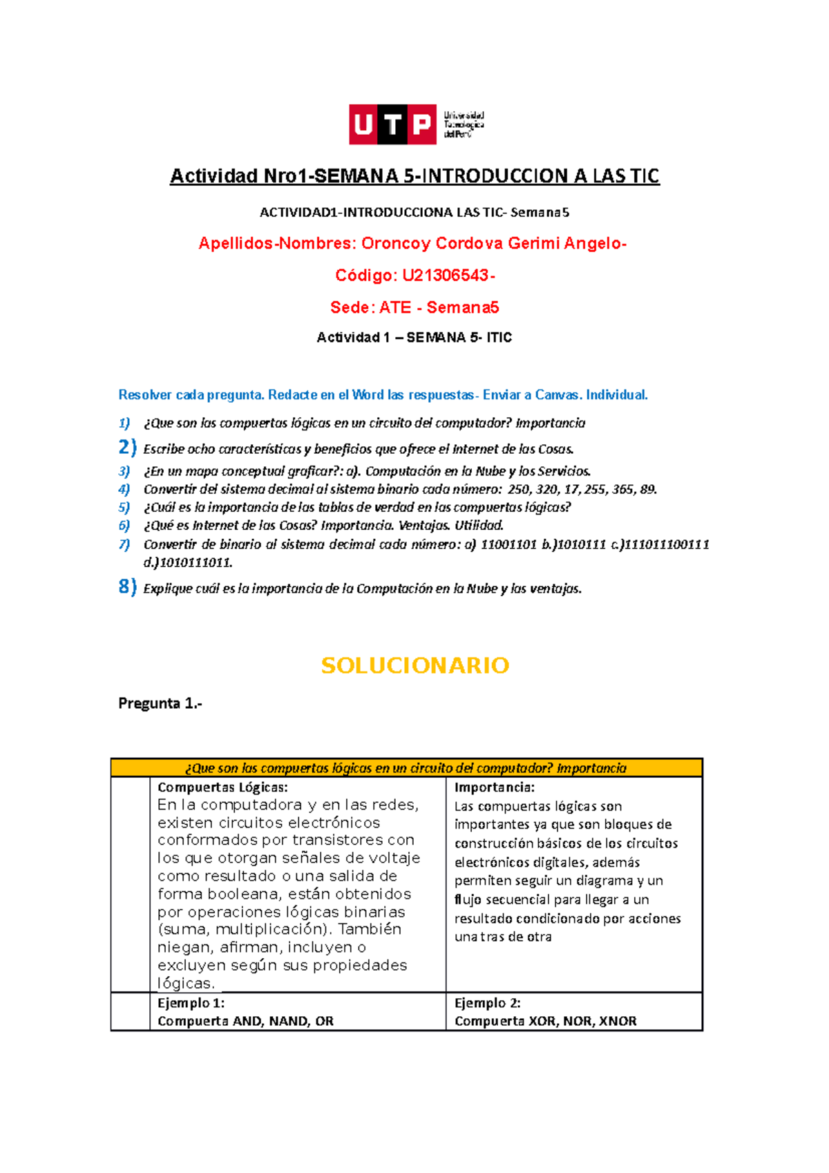 Semana 5 TIC - ASD - Actividad Nro1-SEMAN A 5-INTRODUCCION A LAS TIC ACTIVIDAD1-INTRODUCCIONA ...