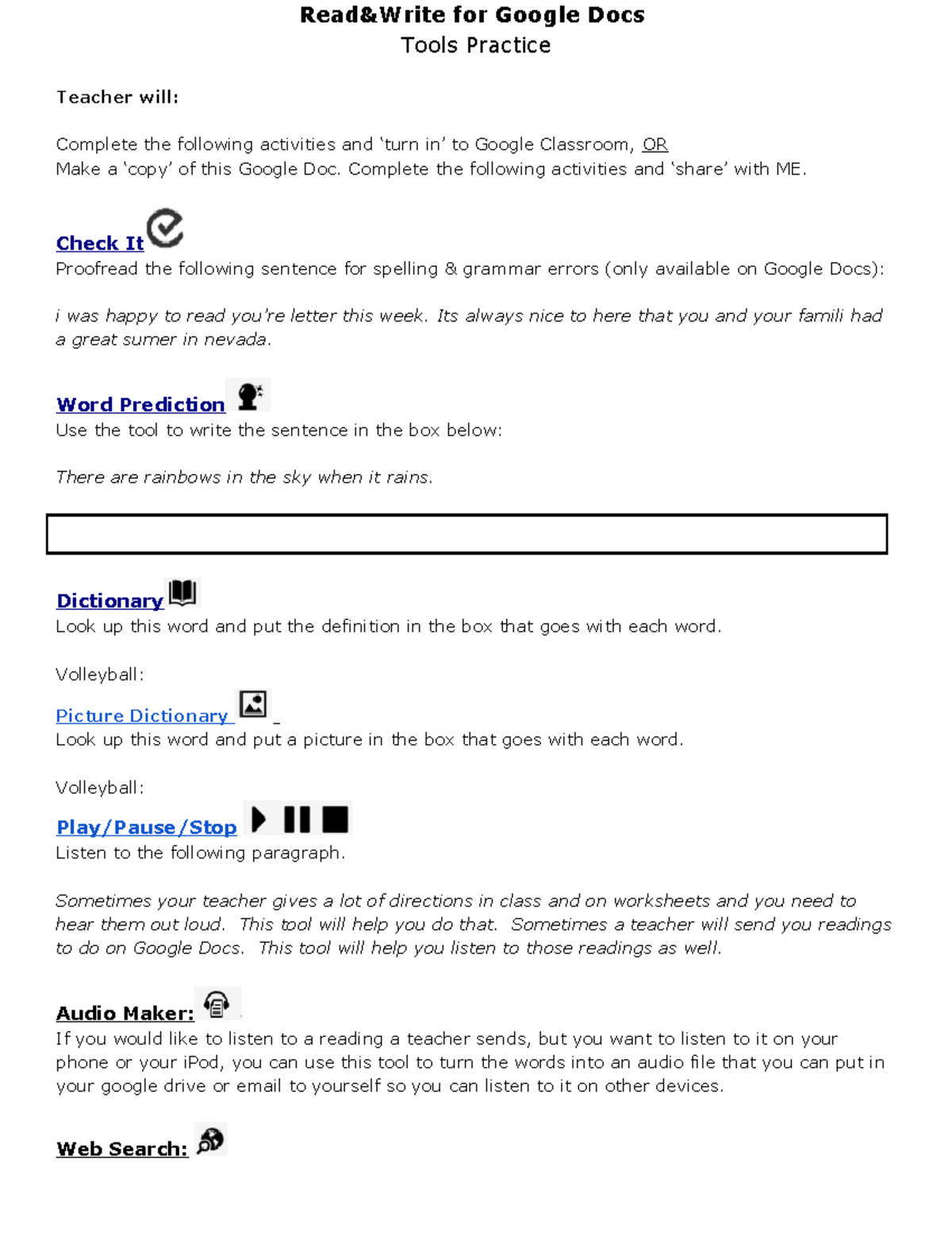 Practice for Google Docs Tools - Read&Write for Google Docs Tools ...