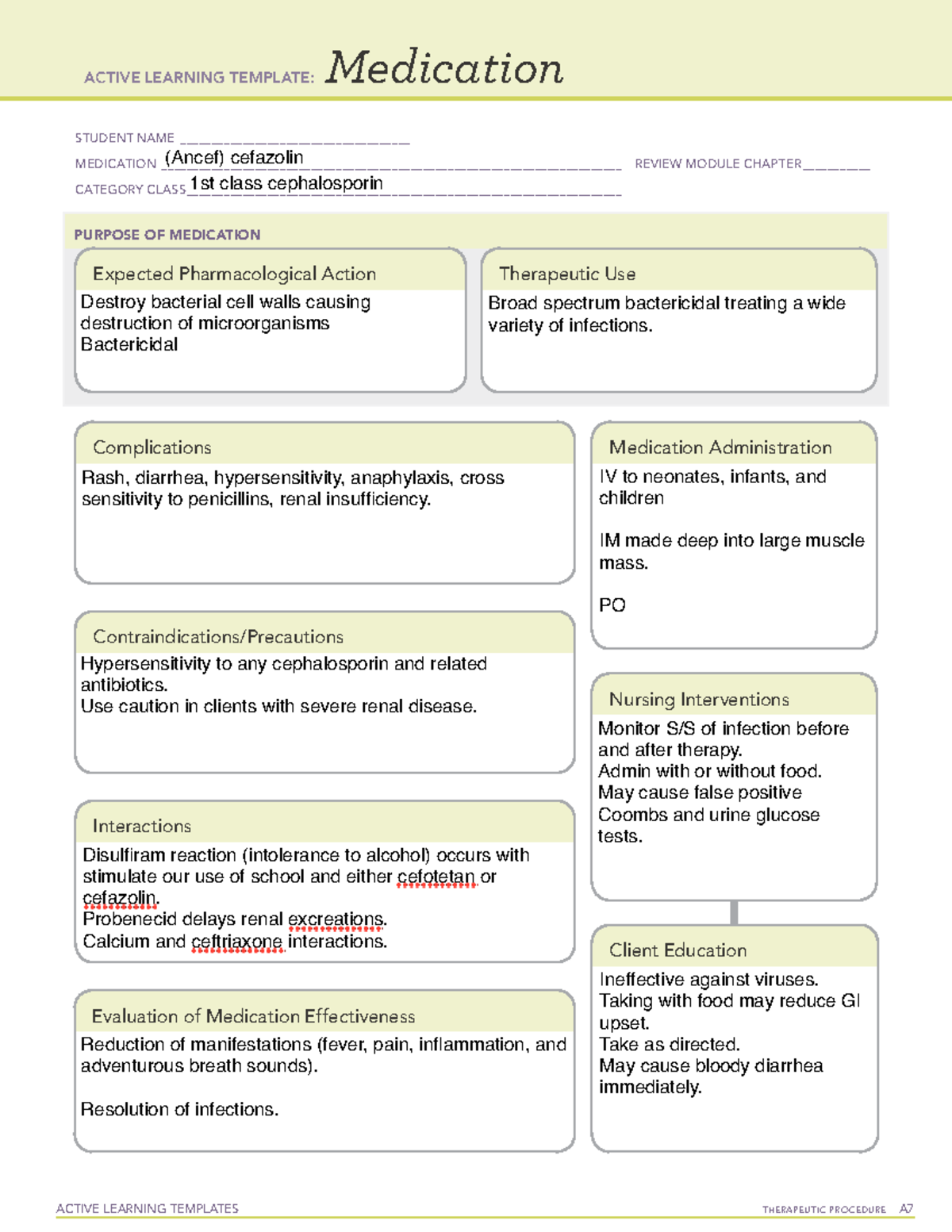 Ancef - Medication - ACTIVE LEARNING TEMPLATES THERAPEUTIC PROCEDURE A ...