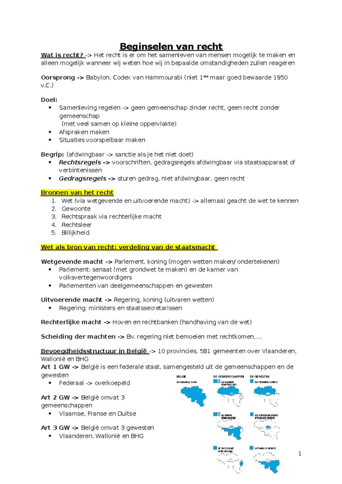 Rechten - Beginselen van recht Wat is recht? -> Het recht is er om het ...