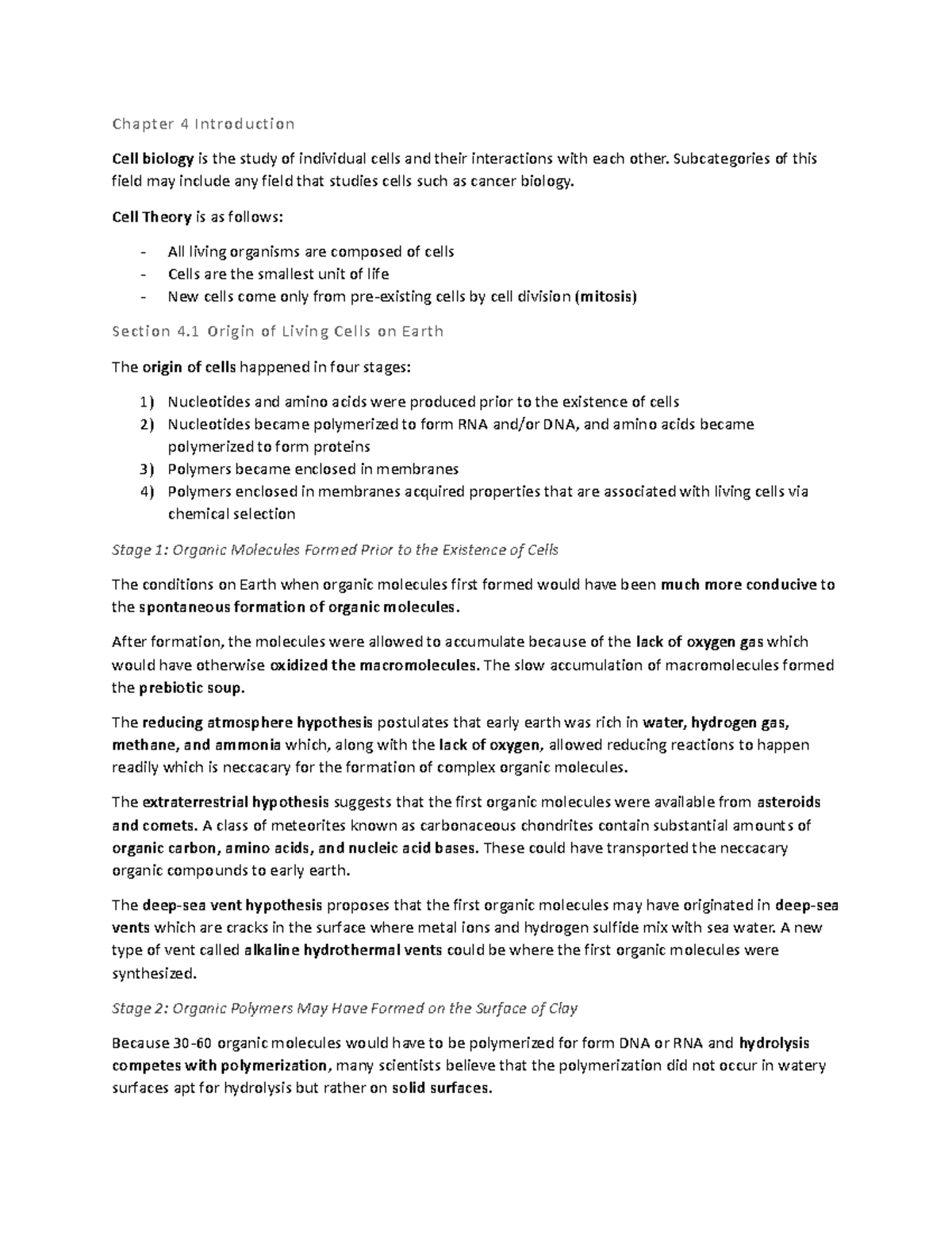 MCB 150 Chapter 4 Notes - Chapter 4 Introduction Cell biology is the ...