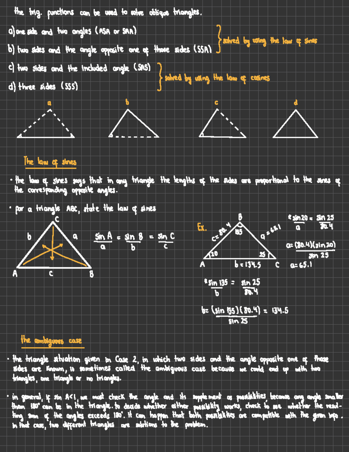 6.5 law of sines - Notes from the e-book - the trigfunctions can be ...