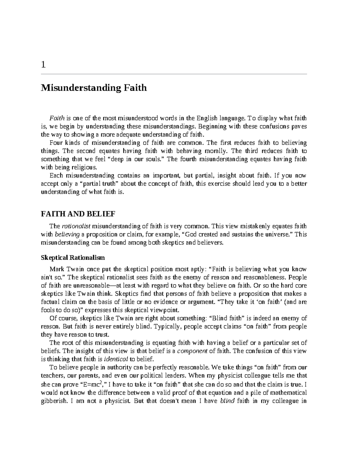 Thursday September 23, Tilley Faith - 1 Misunderstanding Faith Faith is ...