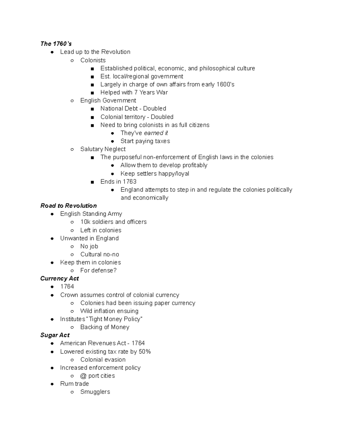 (10) HIST 1311 The Colonial Crisis - The Lead up to the Revolution ...