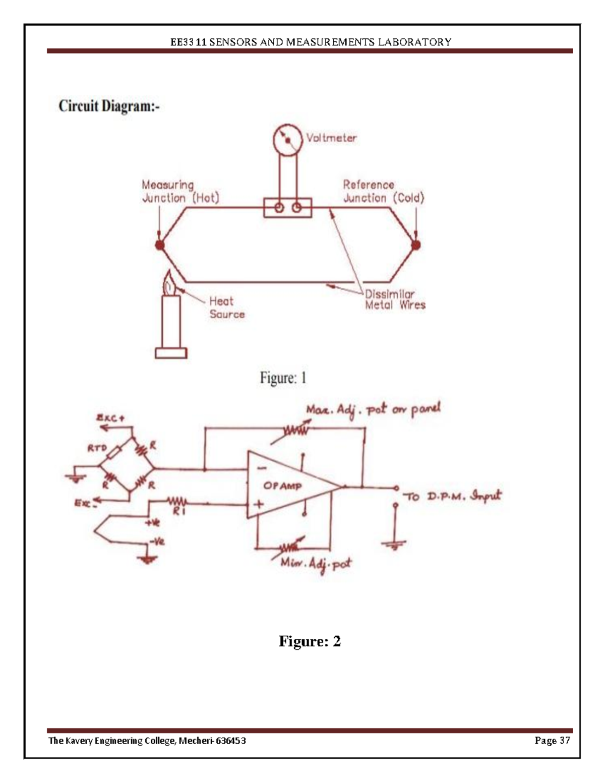 Temperature measurement - Figure: EX : 7 Date: CHARACTERISTICS OF ...