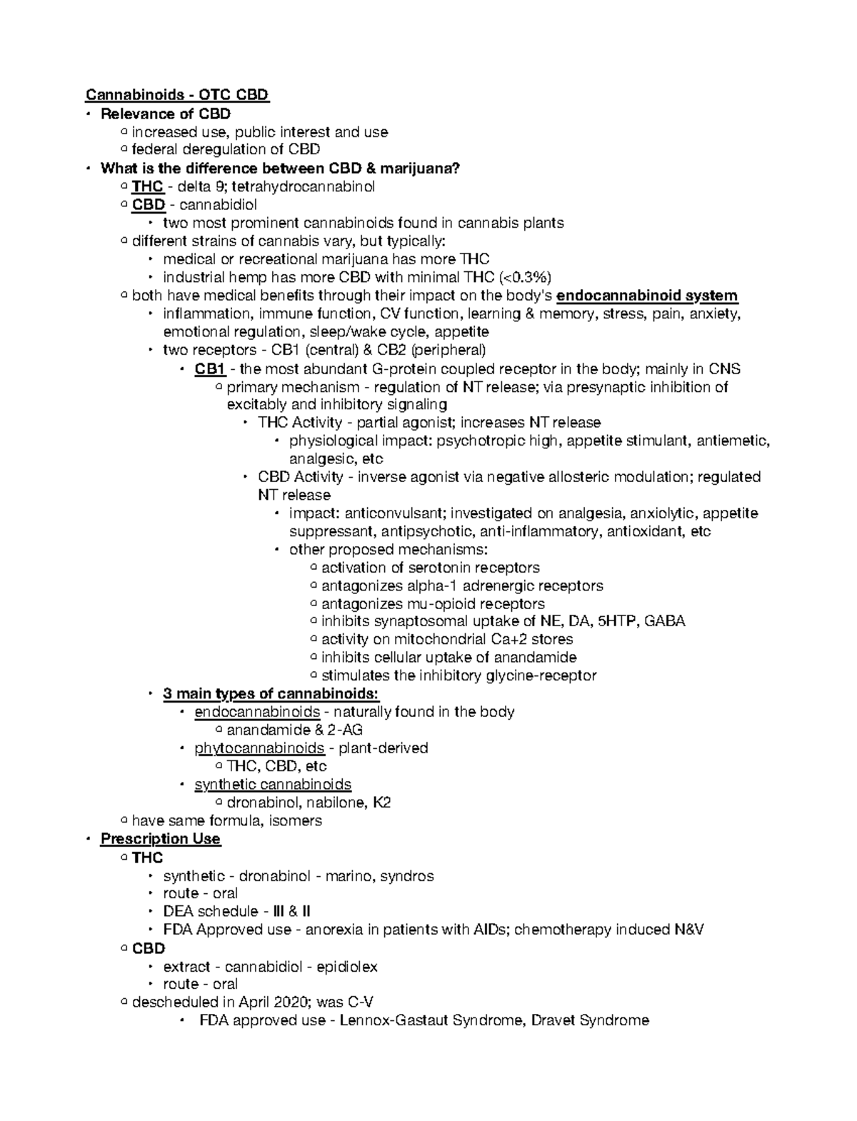 OTC Exam 2 - PART 2 - comprehensive lecture notes on OTC topics ...