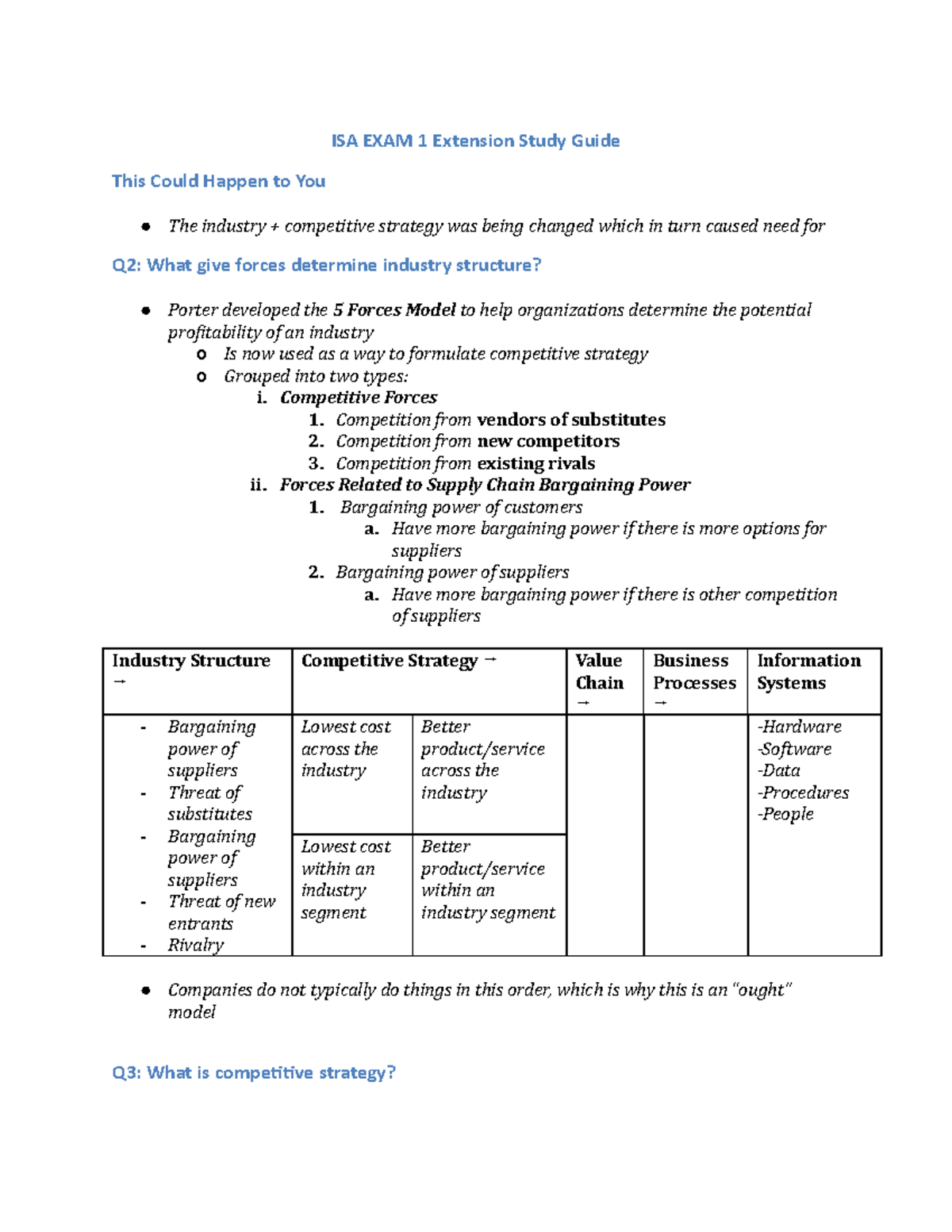 ISA EXAM 1 Extension Study Guide - ISA EXAM 1 Extension Study Guide ...