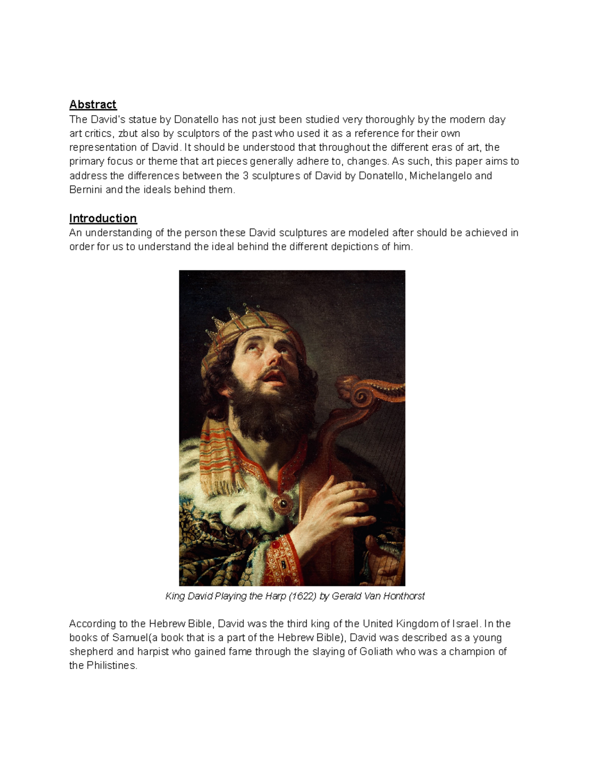 AR2225 Term paper - Abstract The David’s statue by Donatello has not ...