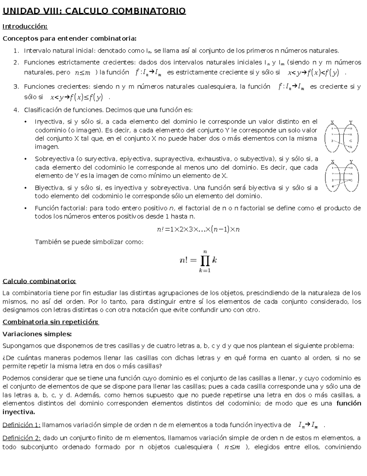 UNIDAD VIII : CALCULO COMBINATORIO - UNIDAD CALCULO COMBINATORIO ...