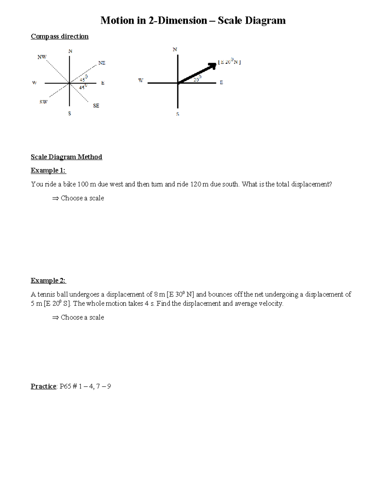 2 - Lecture notes 2.1 - DTL110 - Motion in 2-Dimension – Scale Diagram ...