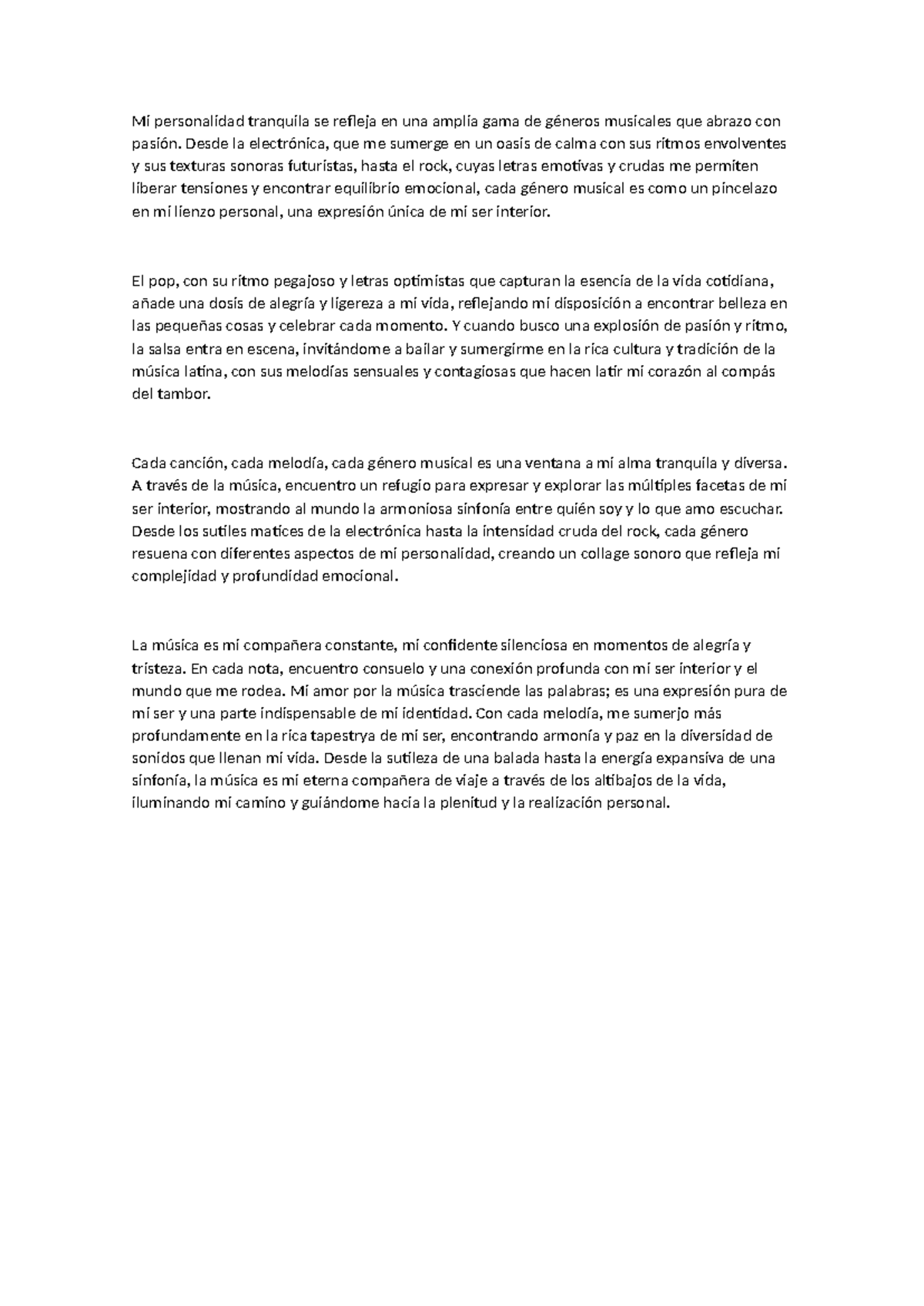 Documento - sssssss - Mi personalidad tranquila se refleja en una ...