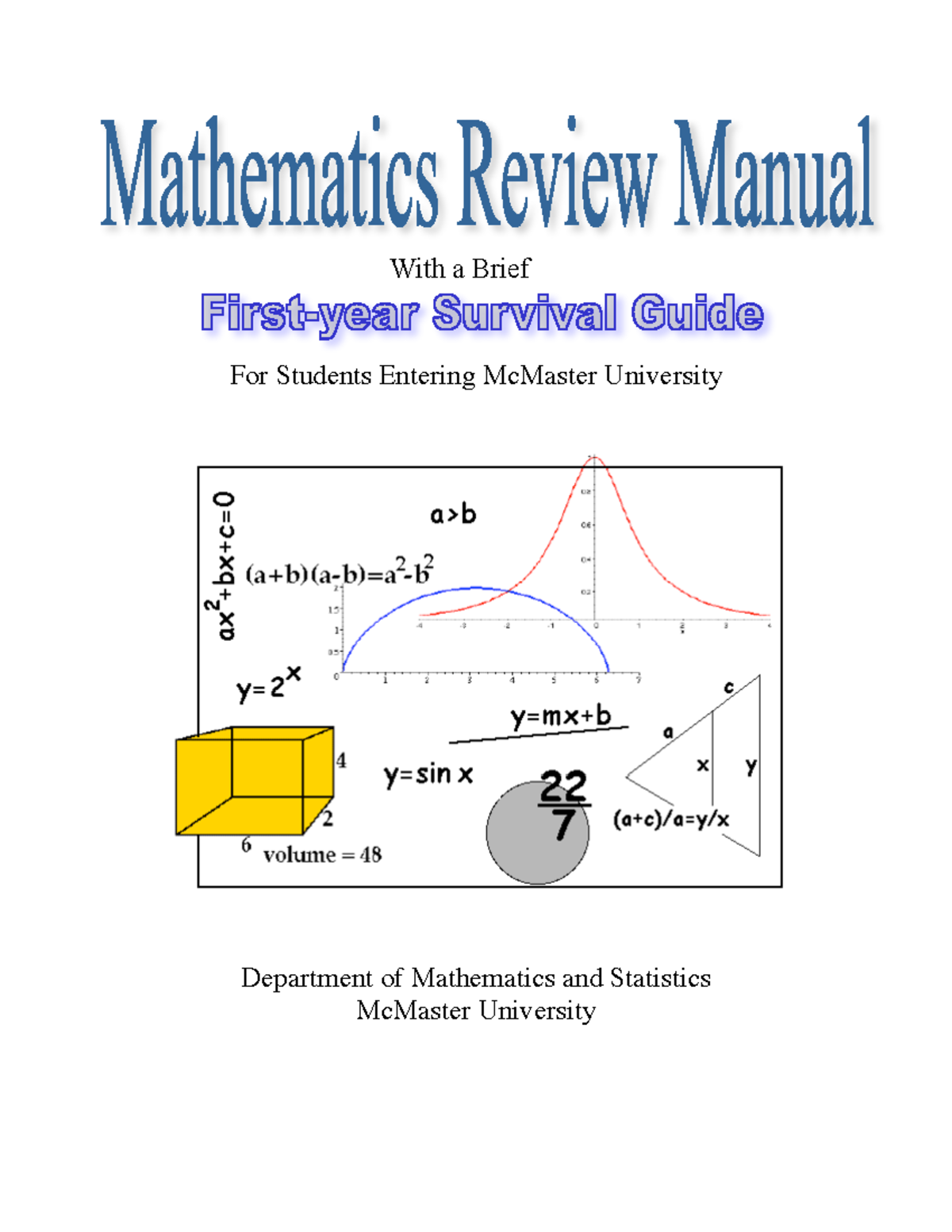 Math Review Manual - With a Brief For Students Entering McMaster ...